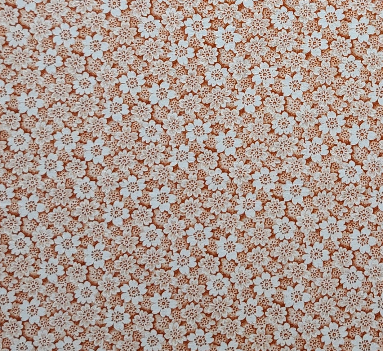 White Fabric / Rust Flower Print - Selvage to Selvage Print – Tx2 Quilt ...