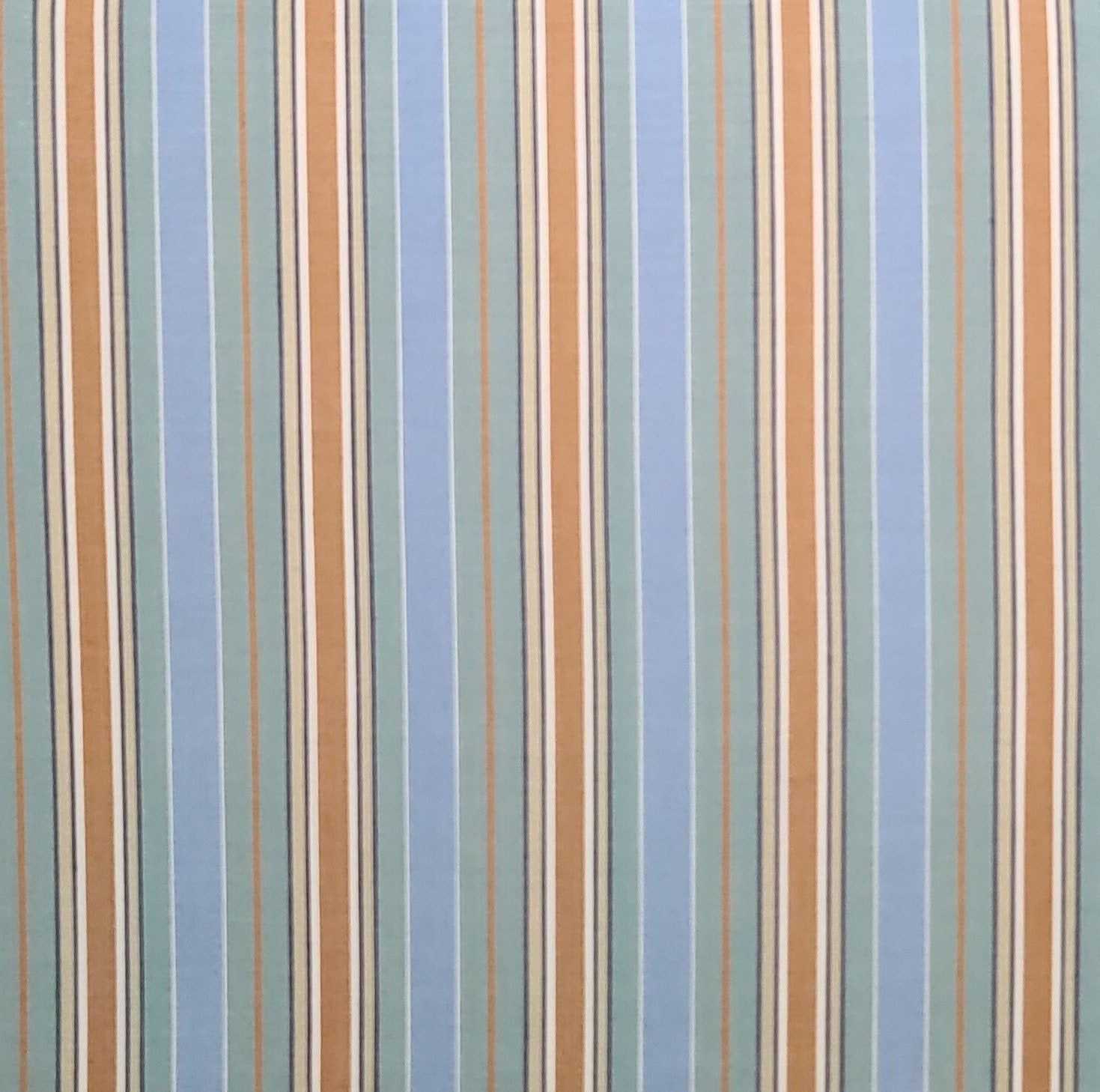 Light Blue, Aqua, Gold, Tan, White Vertical Stripe (Parallel to Selvag ...