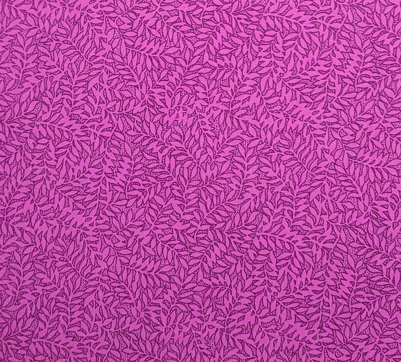 Raspberry-Colored Fabric / Tone-on-Tone Leaf Print - Selvage to Selvag ...