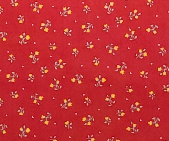 Wamsutta OTC Division of Lowenstein Corp - Dark Red Fabric / Yellow Fl ...